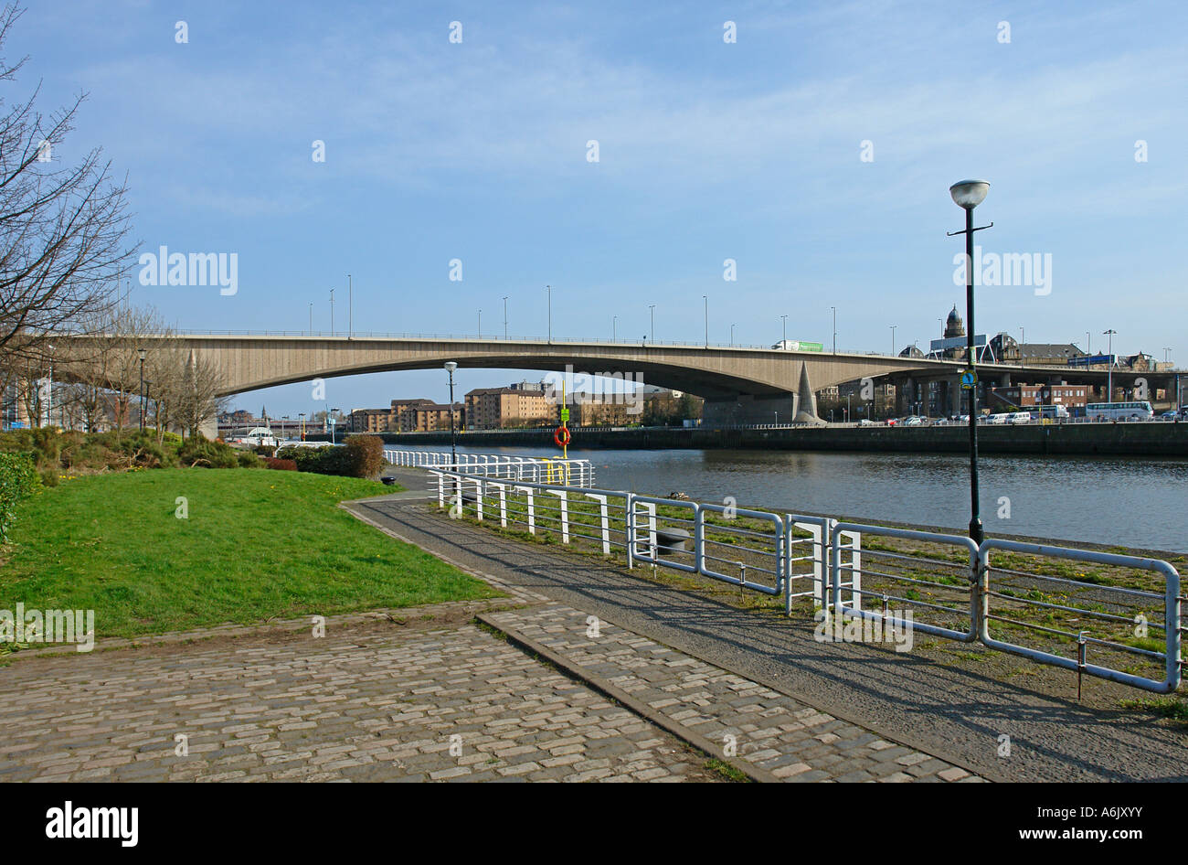 Looking east towards The Kingston Bridge carrying M8 motorway across ...