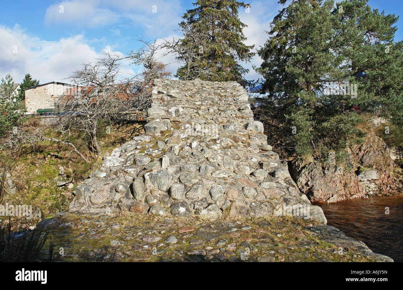 The old bridge spanning the River Dulnain in Carrbridge Invernesshire ...