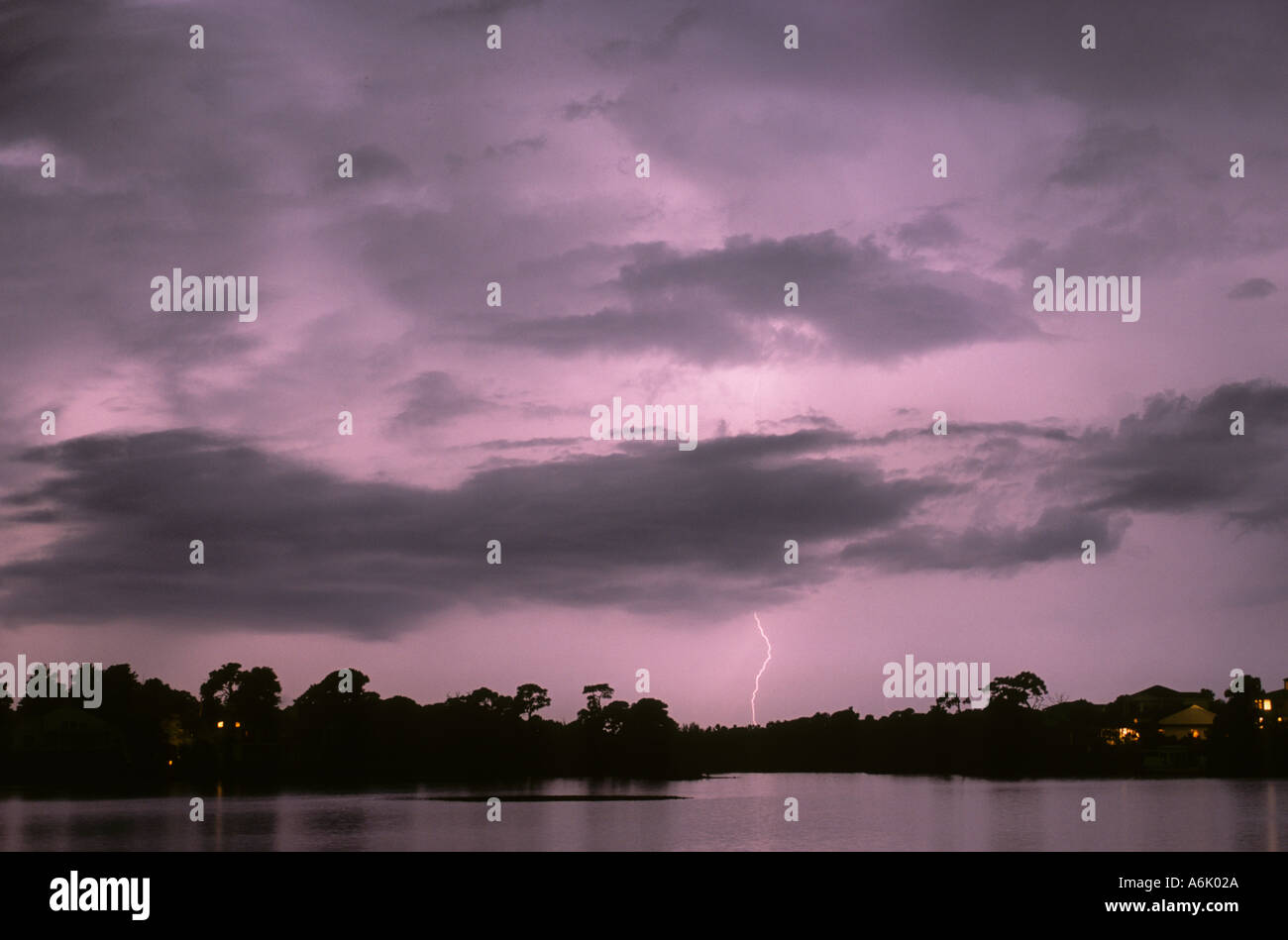 Nighttime lightning storm near Tarpon Springs Florida Stock Photo - Alamy