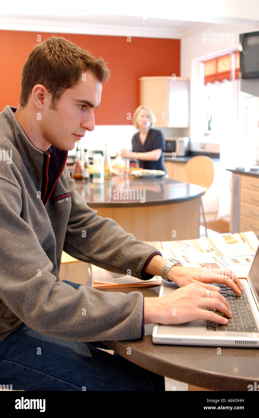 British business man remote working from home London UK with Laptop ...