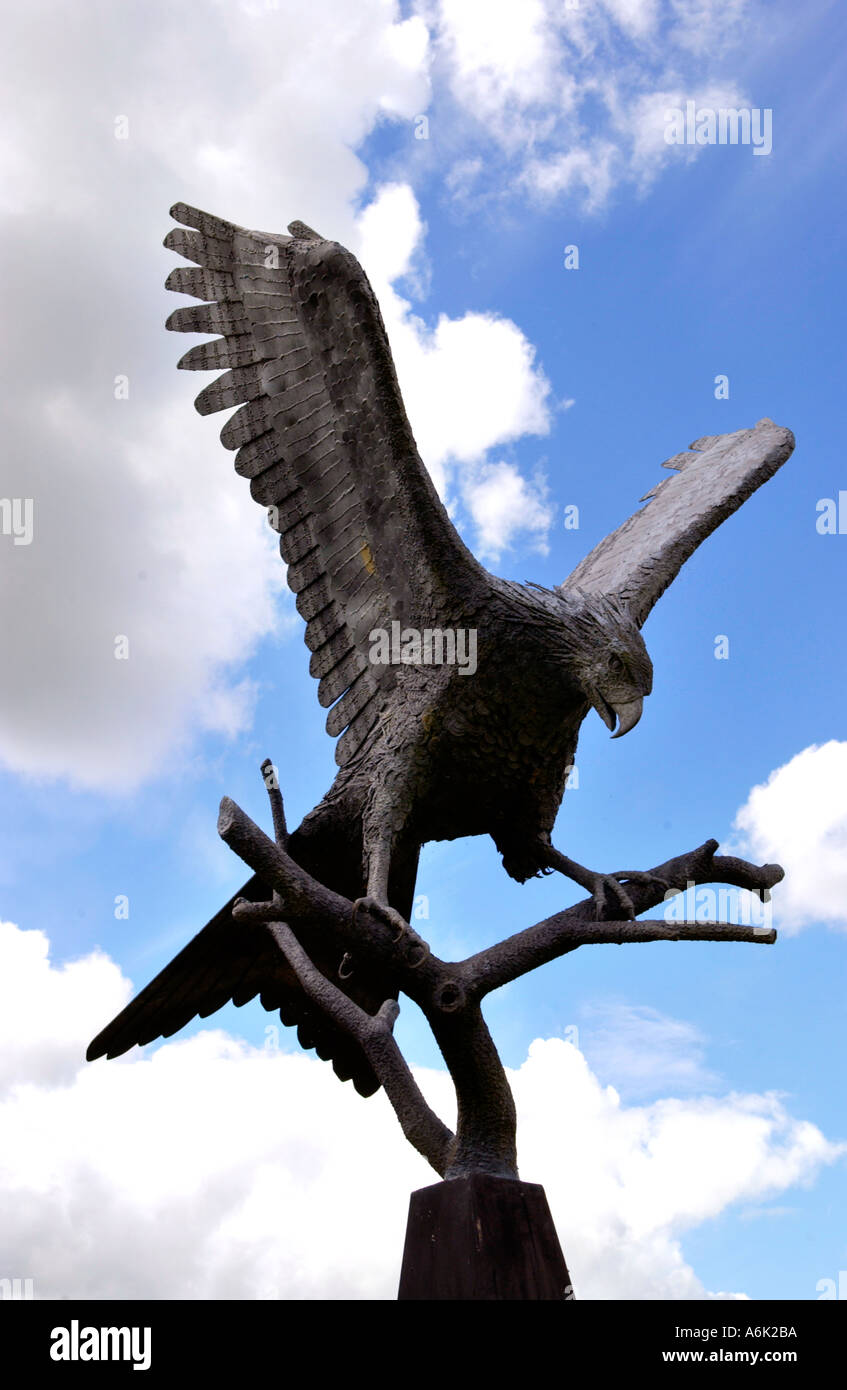 Red Kite sculpture at Llanwrtyd Wells Powys Mid Wales UK Stock Photo ...