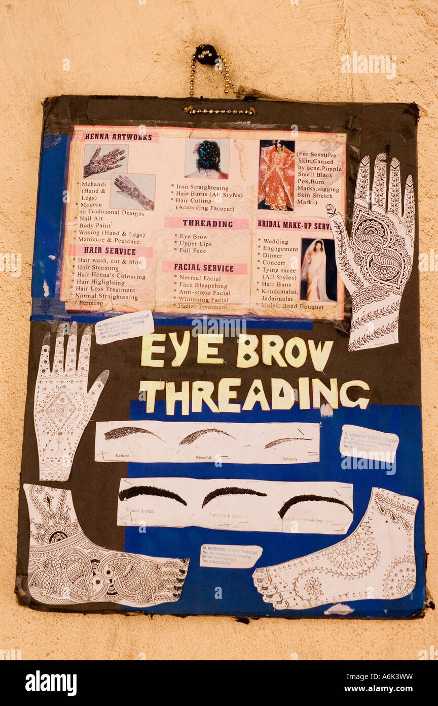 Sign advertising eye brow threading in Kuala Lumpur, Malaysia. 2006 ...