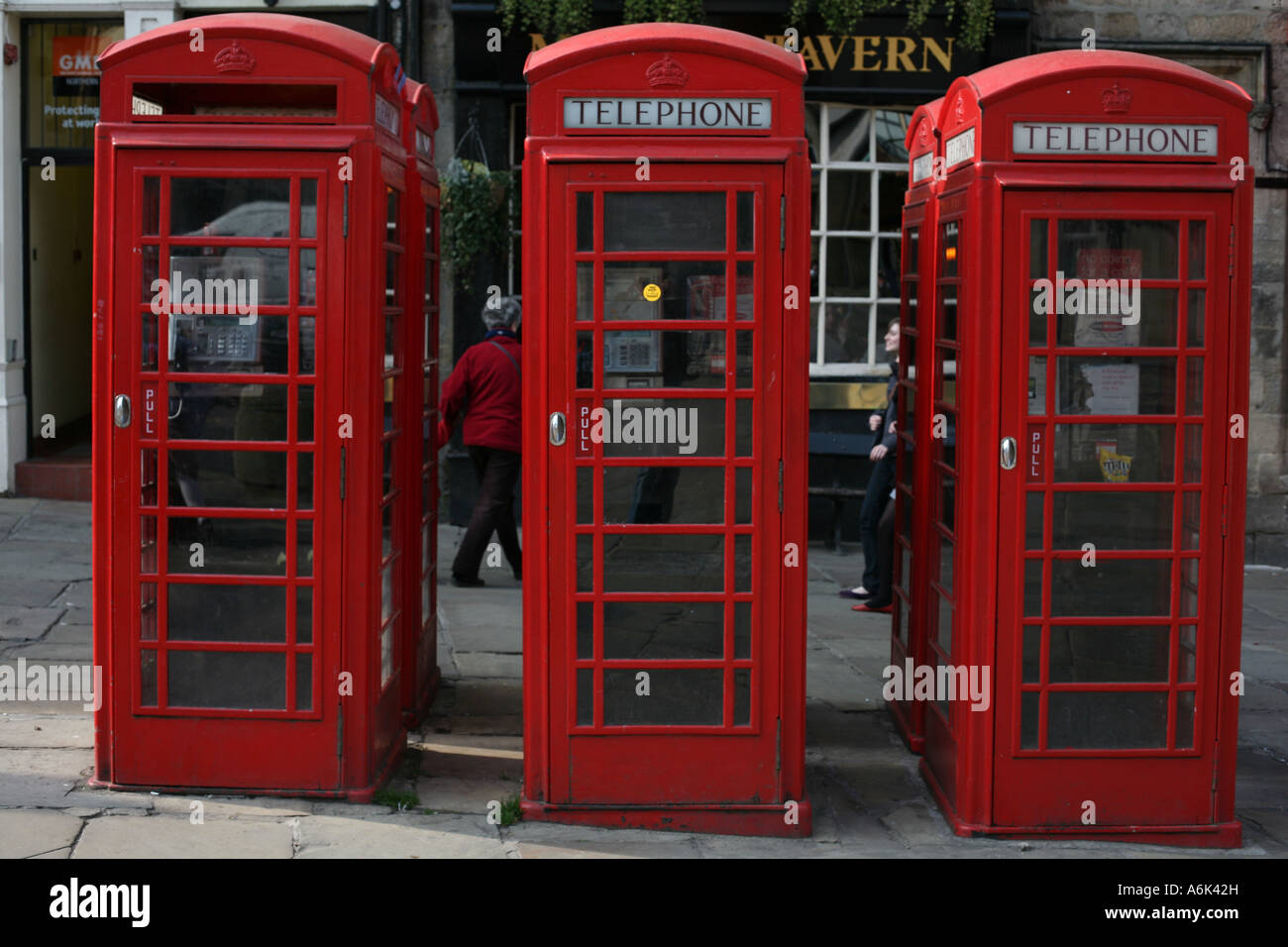Red telephone boxes, Durham, North East England Stock Photo - Alamy