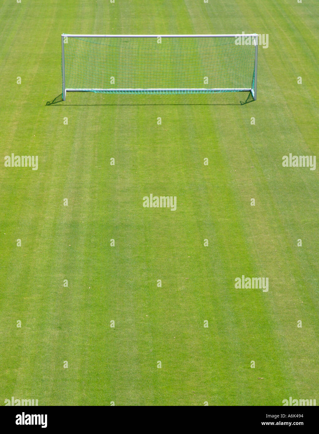 Football goal on a grassy pitch Stock Photo - Alamy