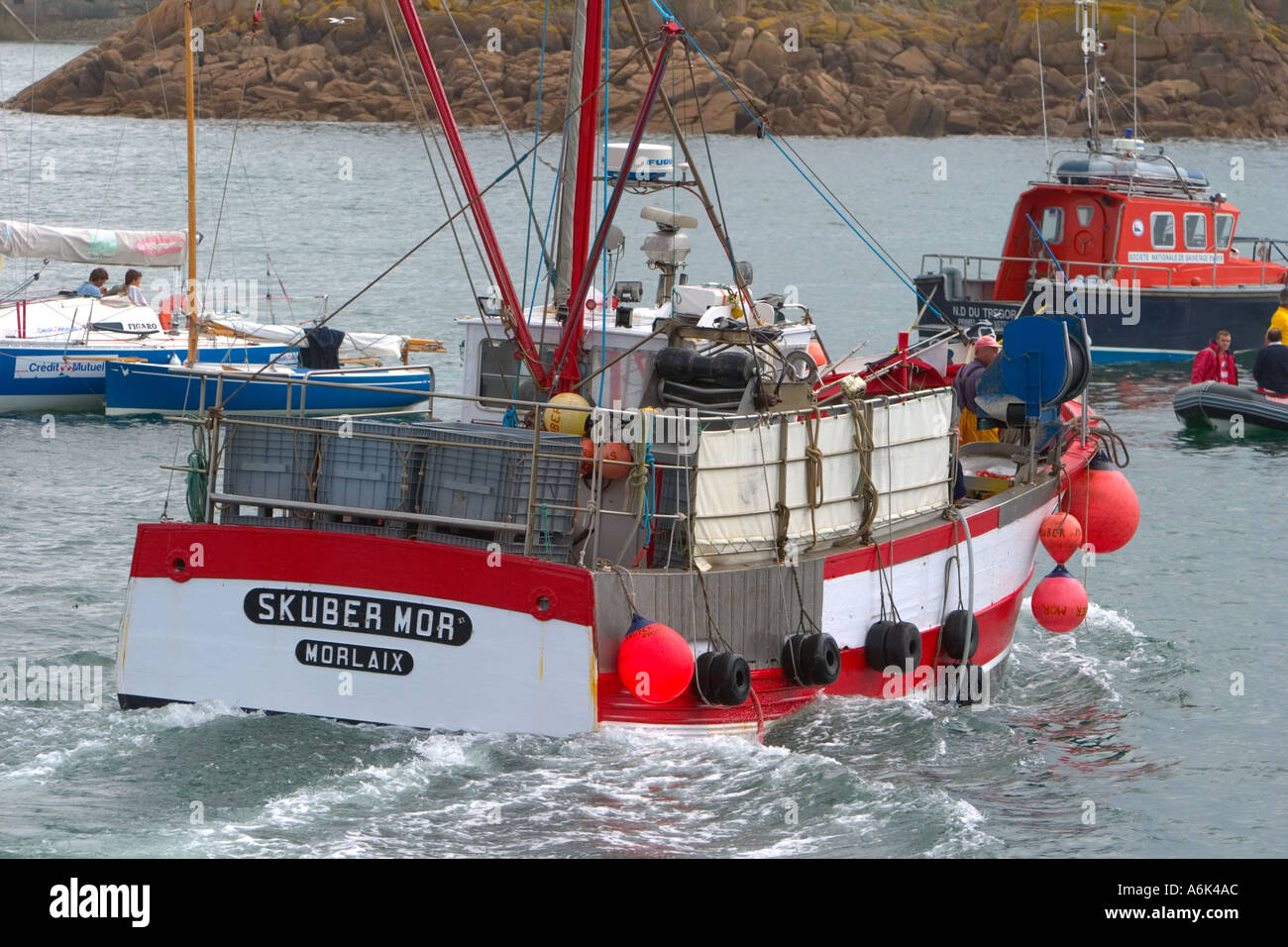 French fishing boat from Morlaix sailing home to port in north western ...