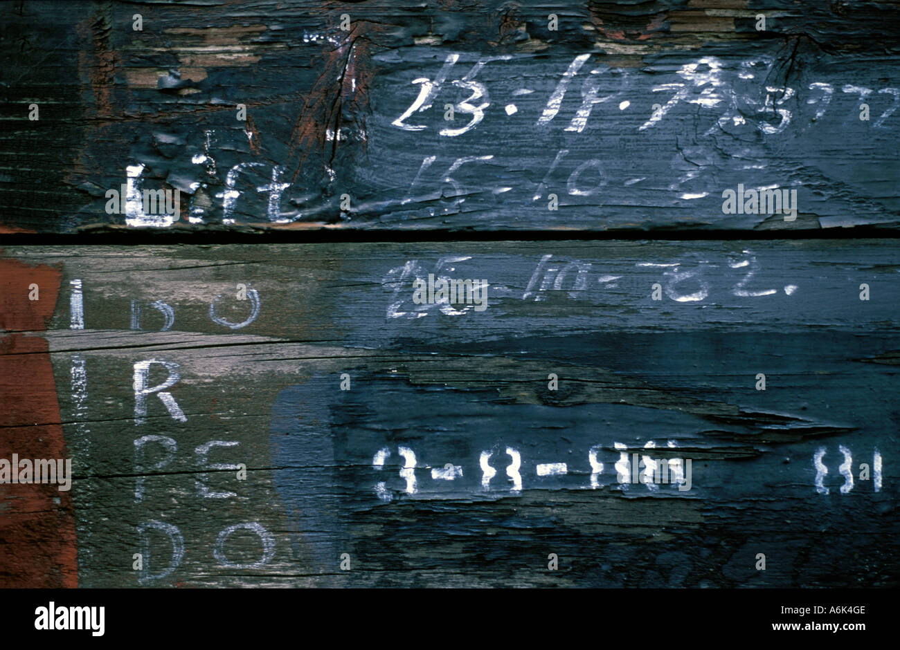 Lettering stenciled on a Railway Wagon. Bristol. England Stock Photo ...