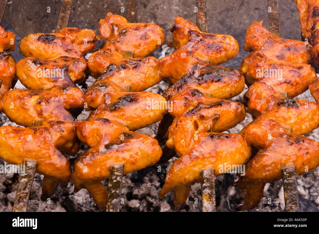 Ready cooked chicken for sale at Bangsar Baru Sunday market, Kuala ...