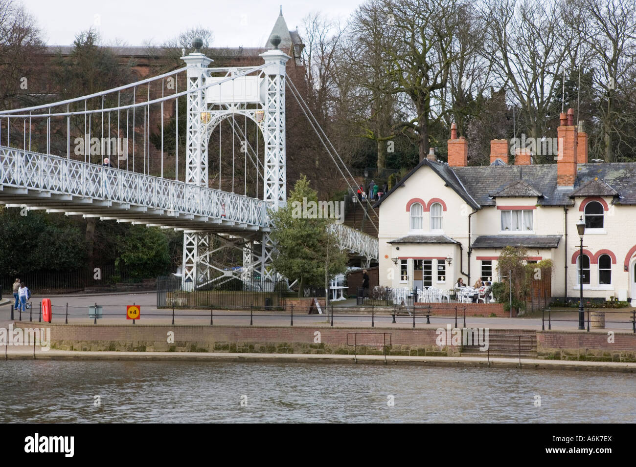 Chester suspension bridge in the Groves Stock Photo - Alamy
