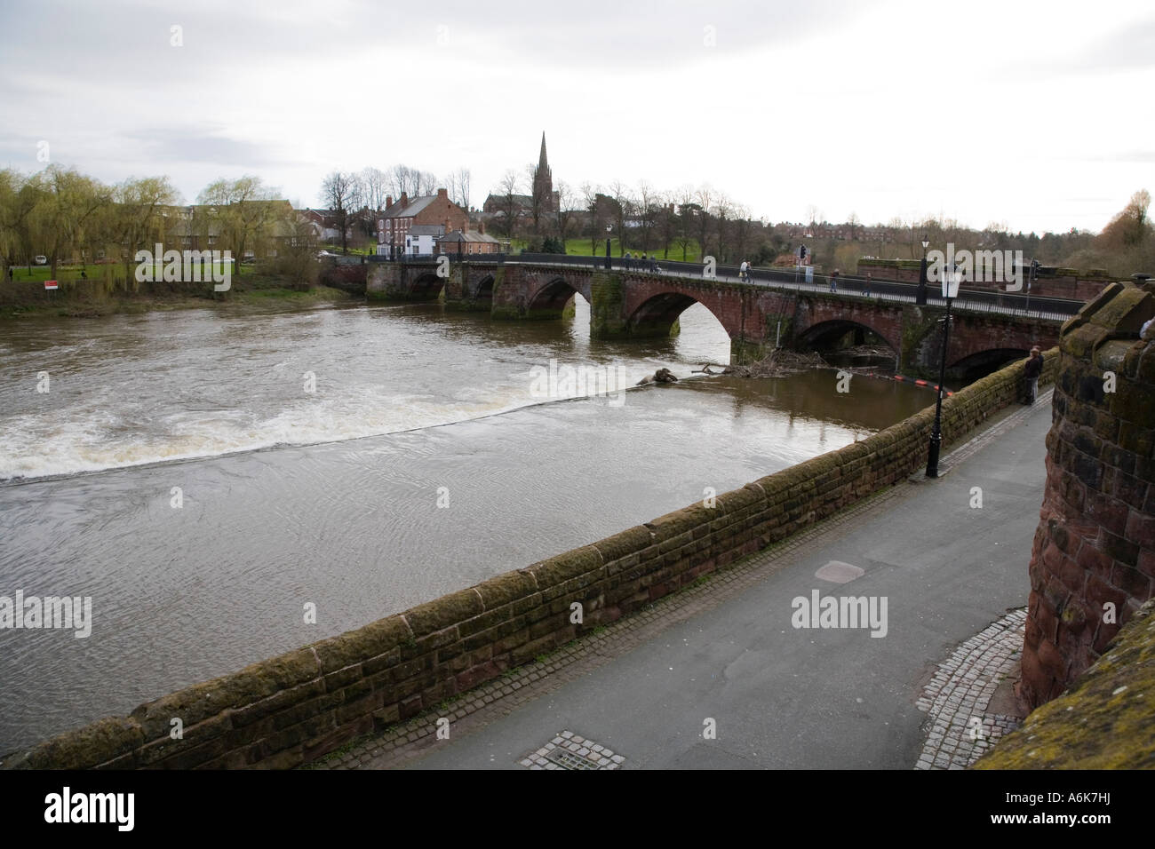 The Old Dee bridge as shot from Chester Walls Stock Photo - Alamy