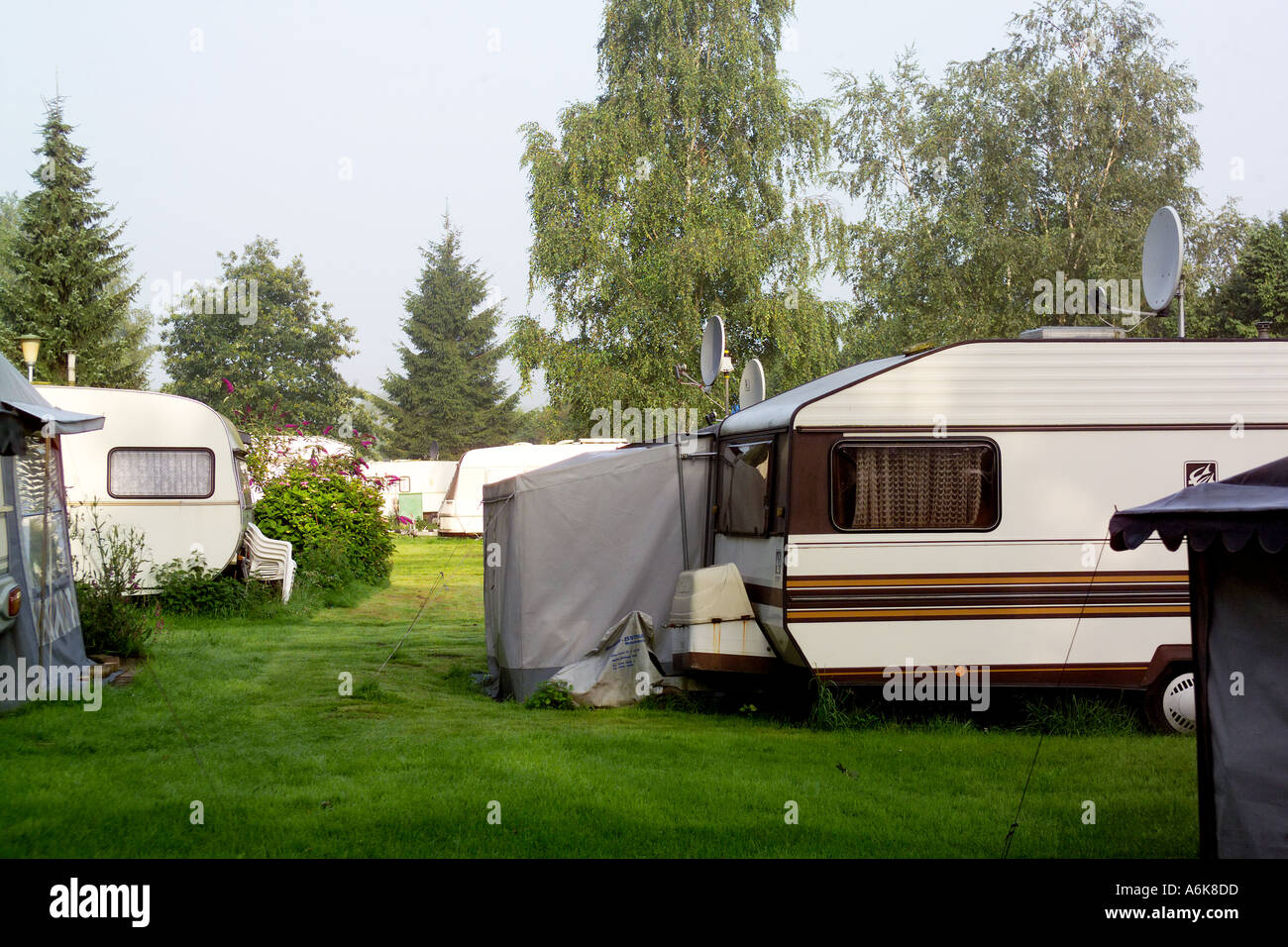 caravans on a campground Stock Photo - Alamy