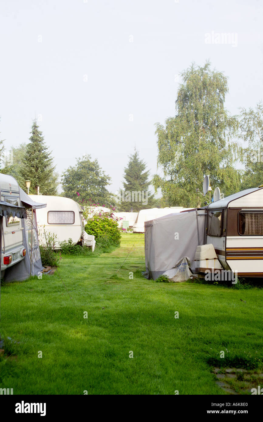 caravans on a campground Stock Photo - Alamy