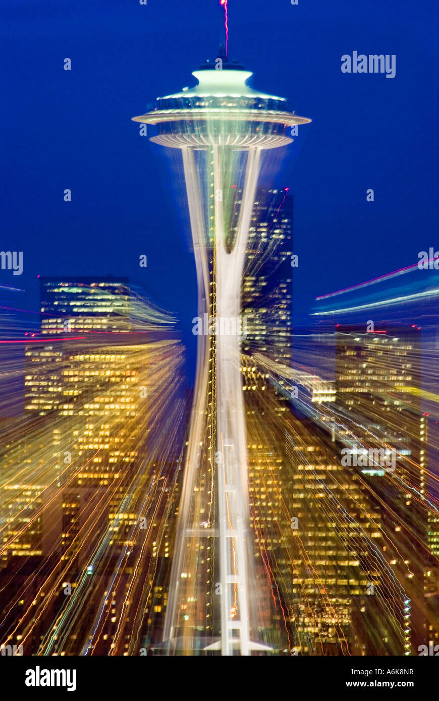 Seattle Skyline and Space Needle at night Stock Photo - Alamy