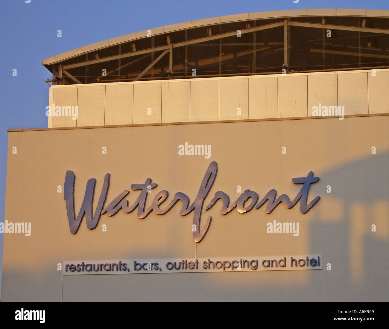 Waterfront sign advertising Brighton Marinas shops bars and restaurants ...