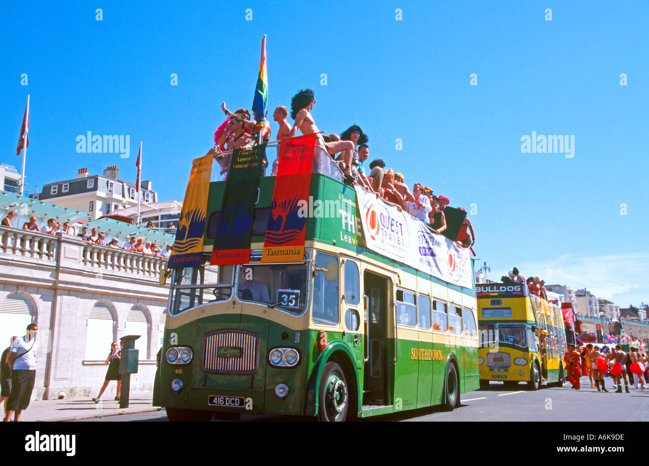 Bus float Gay Pride Parade 2004 Brighton UK Stock Photo - Alamy