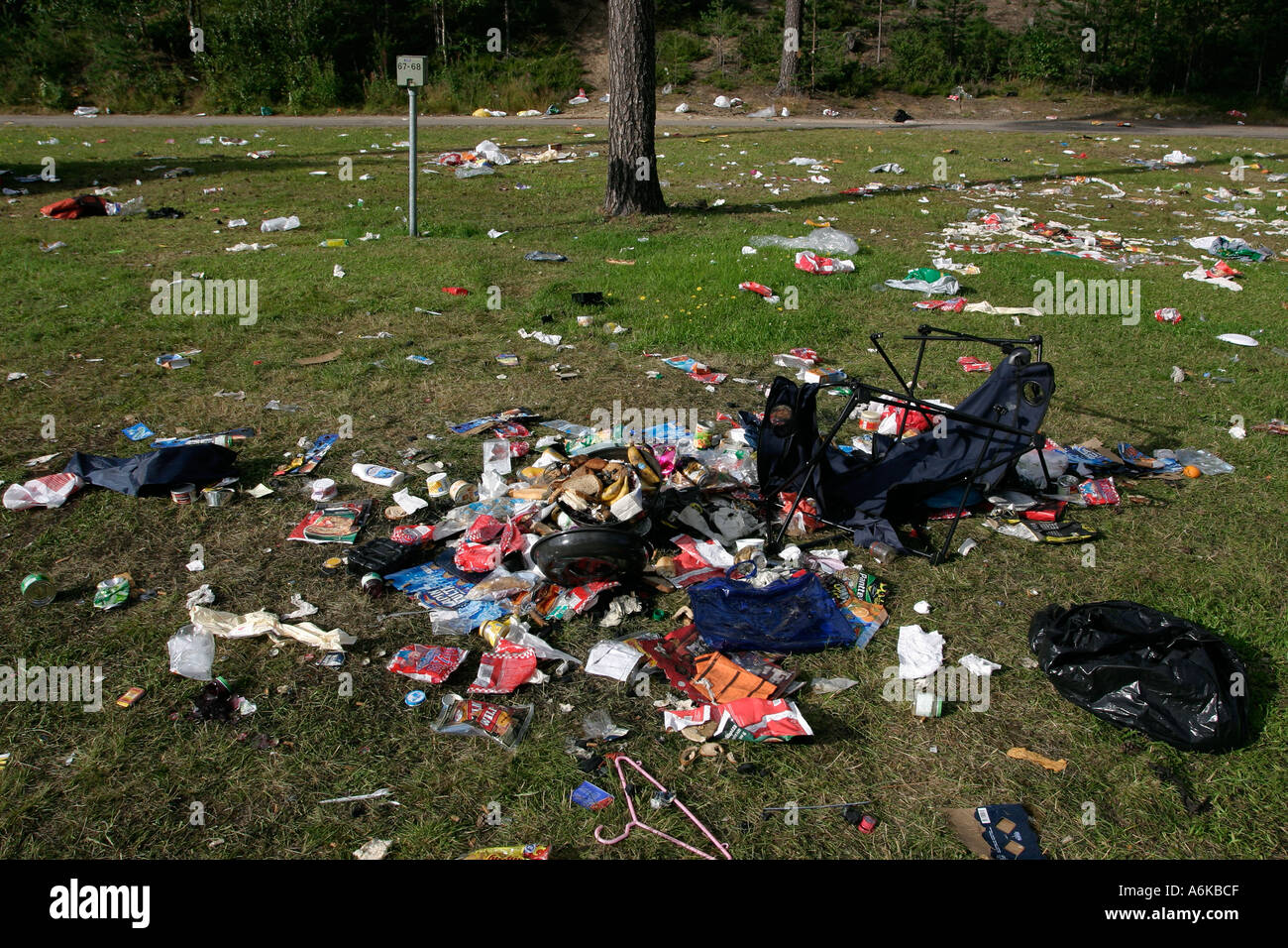 Littered camping area after a music festival Stock Photo - Alamy