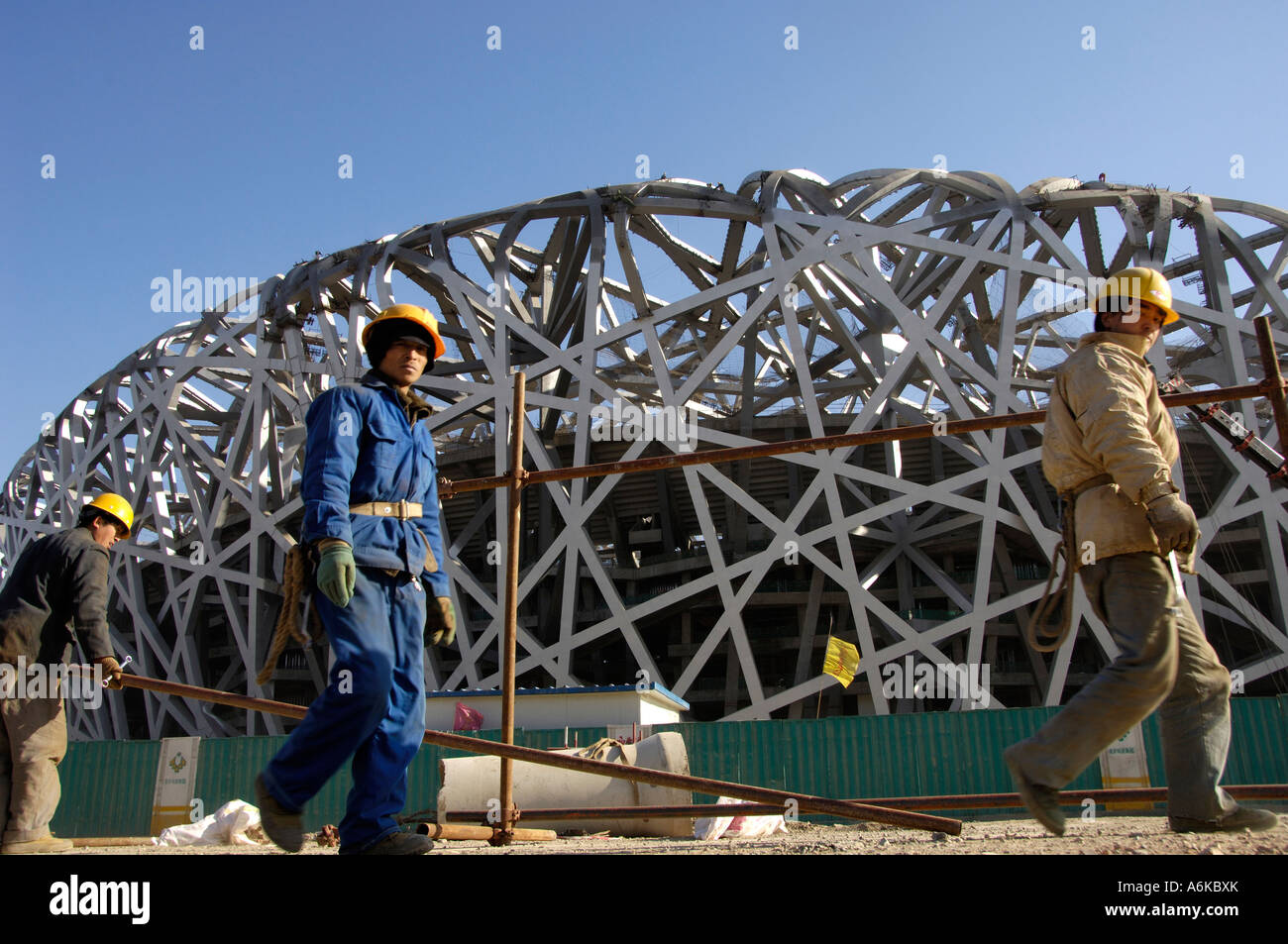 Construction site of the National Stadium known as the Bird Nest for ...