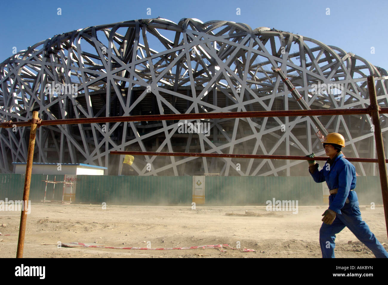 Construction site of the National Stadium known as the Bird Nest for ...
