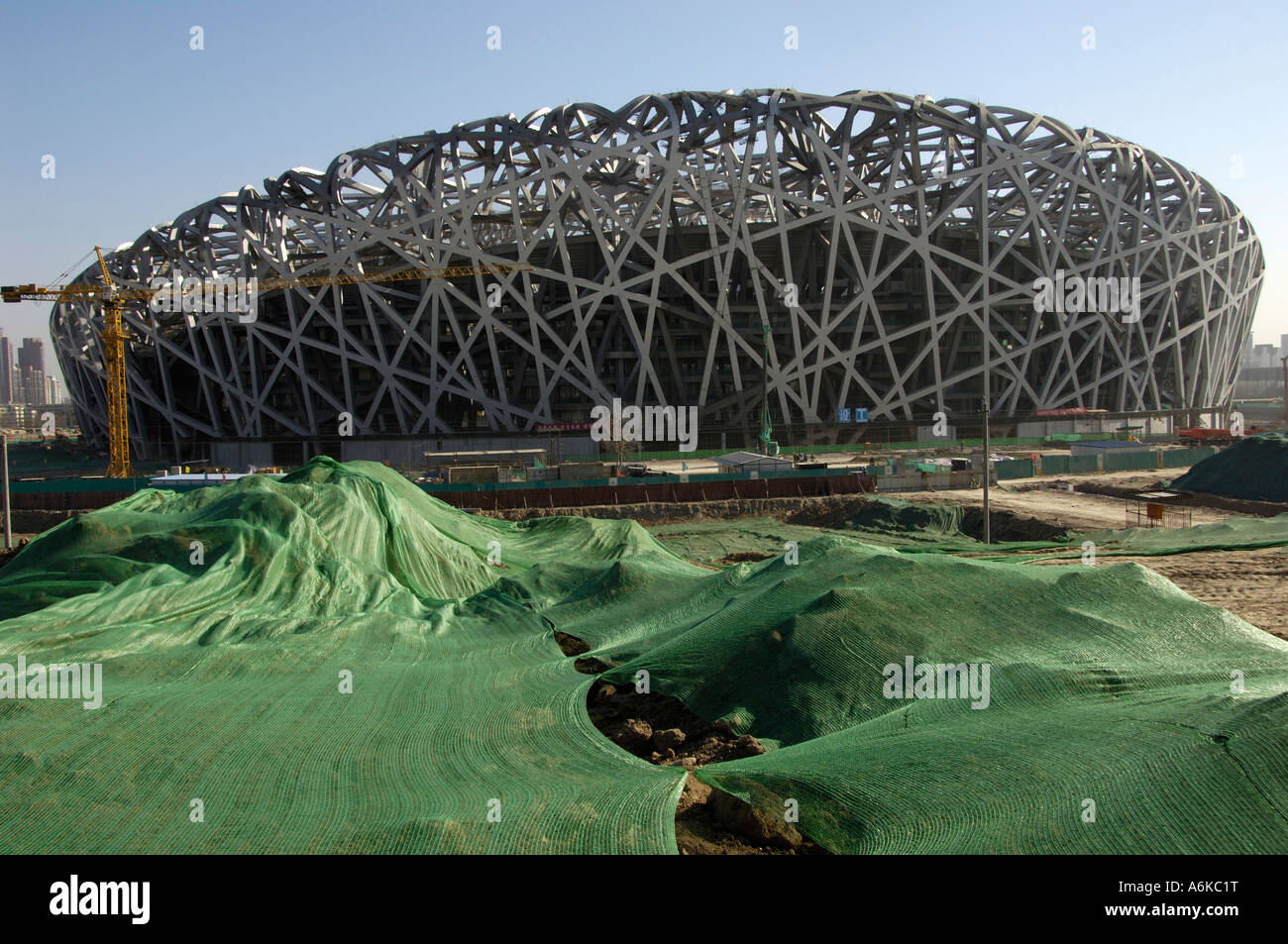 Construction site of the National Stadium known as the Bird Nest for ...