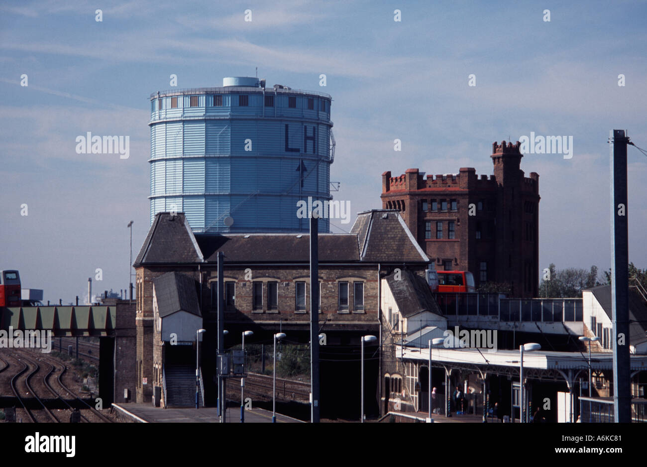 Southall station water tower and gasometer Southall Middlesex Stock ...