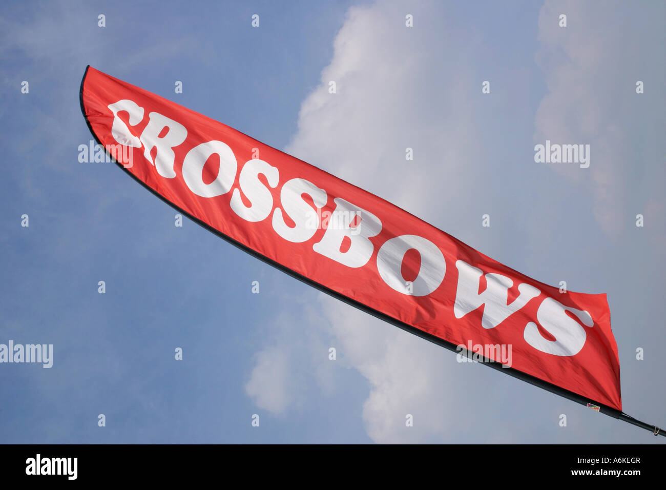 Crossbows banner sign blowing in the wind United Kingdom Stock Photo ...