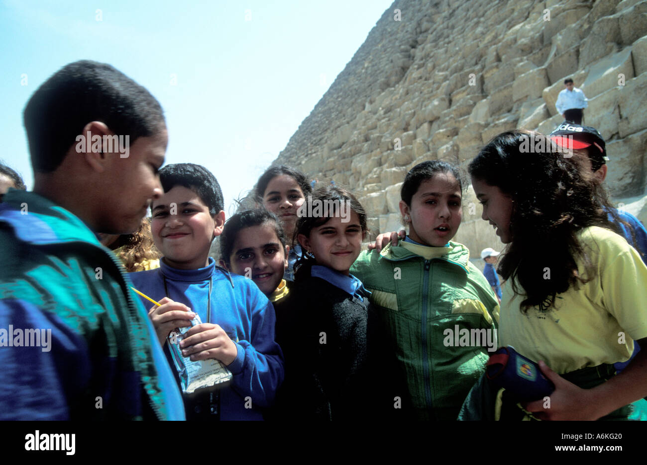 School children visiting the great Pyramid Cheops Cairo Stock Photo - Alamy