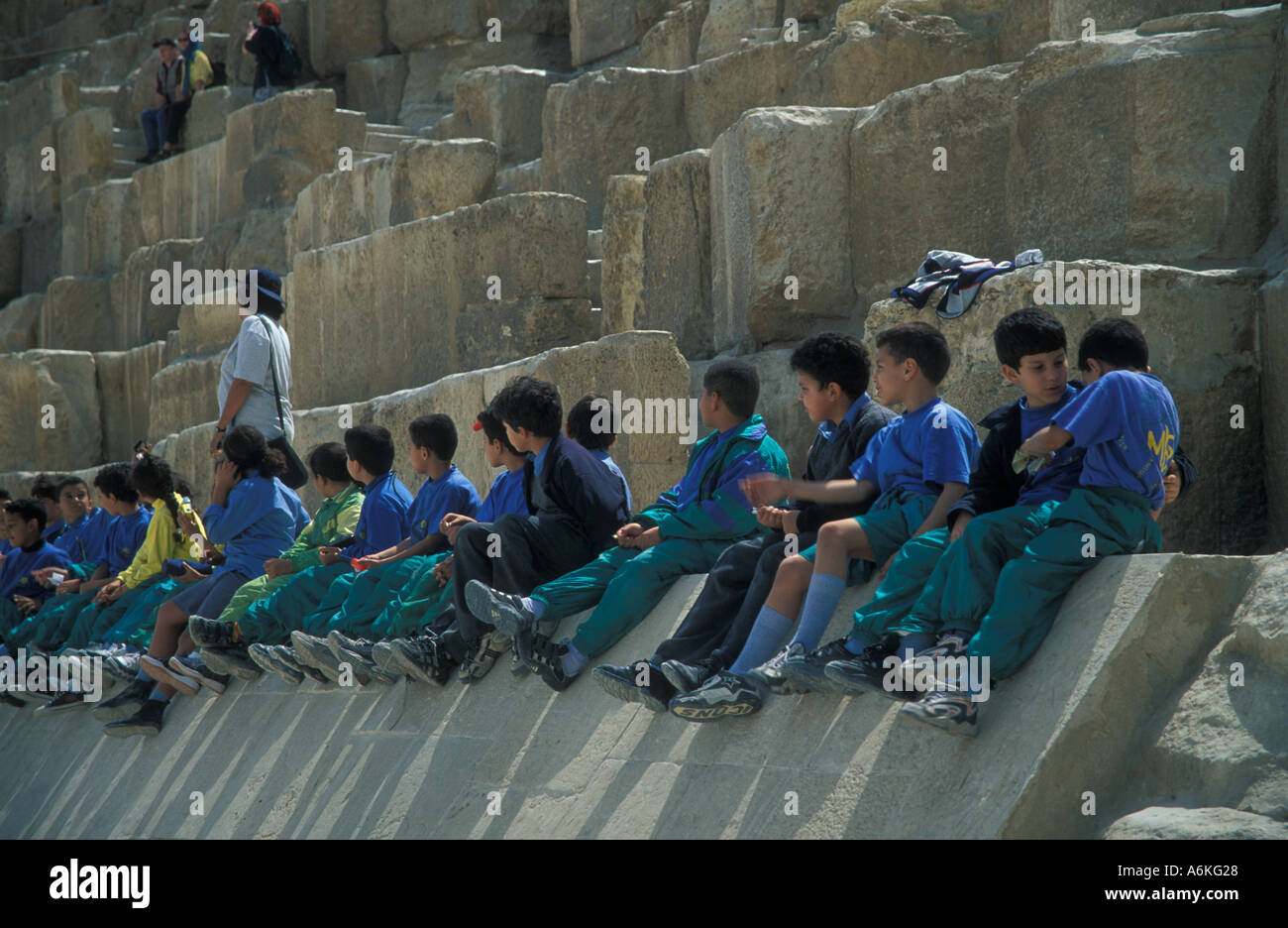 School children visiting the great Pyramid Cheops Cairo Stock Photo - Alamy