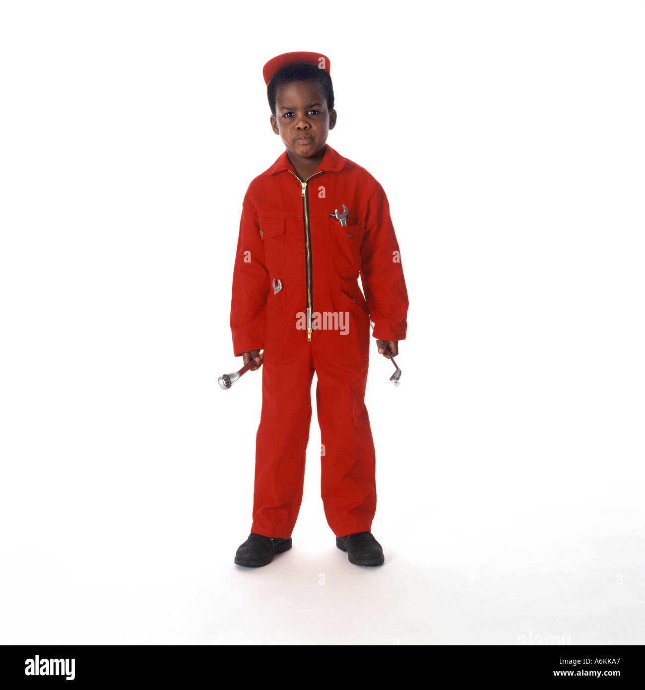 Little boy dressed as mechanic Stock Photo - Alamy