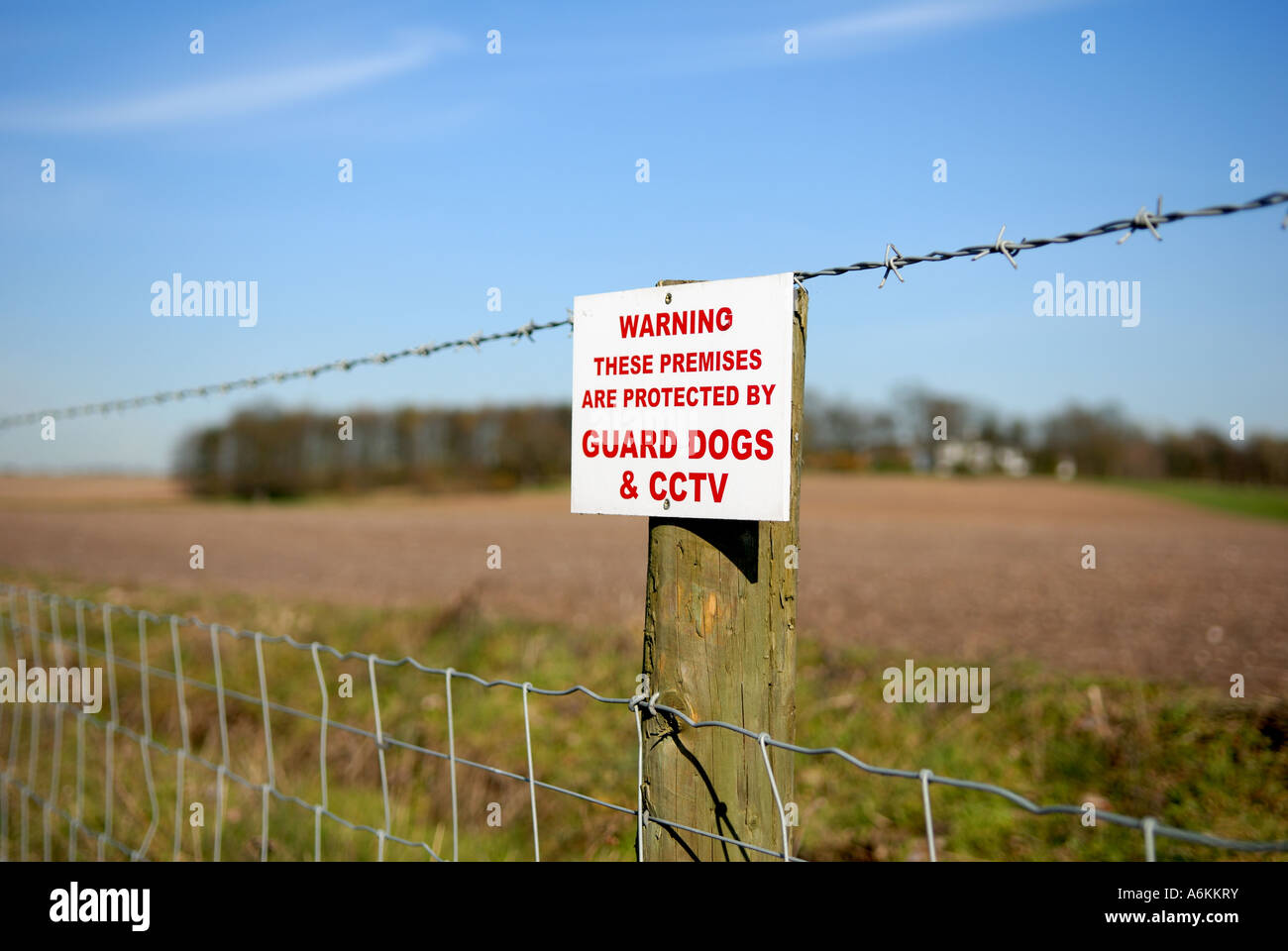 Warning sign rural setting Stock Photo - Alamy