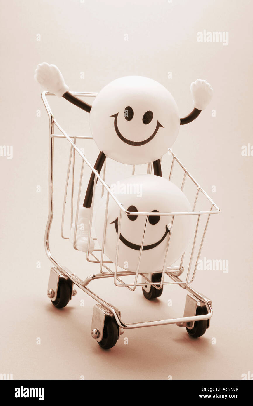 Smileys in Shopping Trolley Stock Photo - Alamy