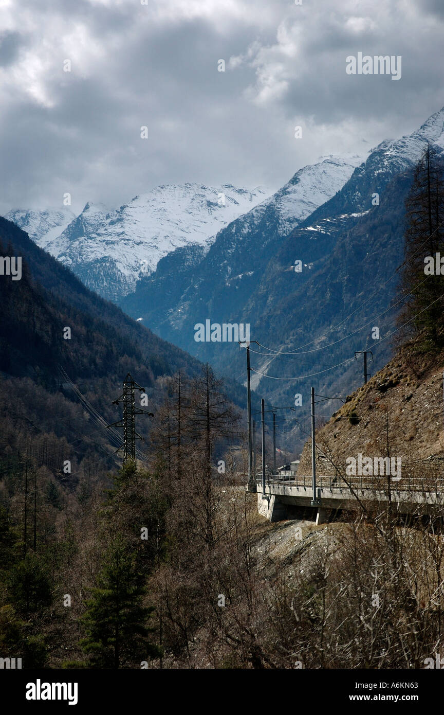 Rail line in the Swiss Alps Stock Photo - Alamy