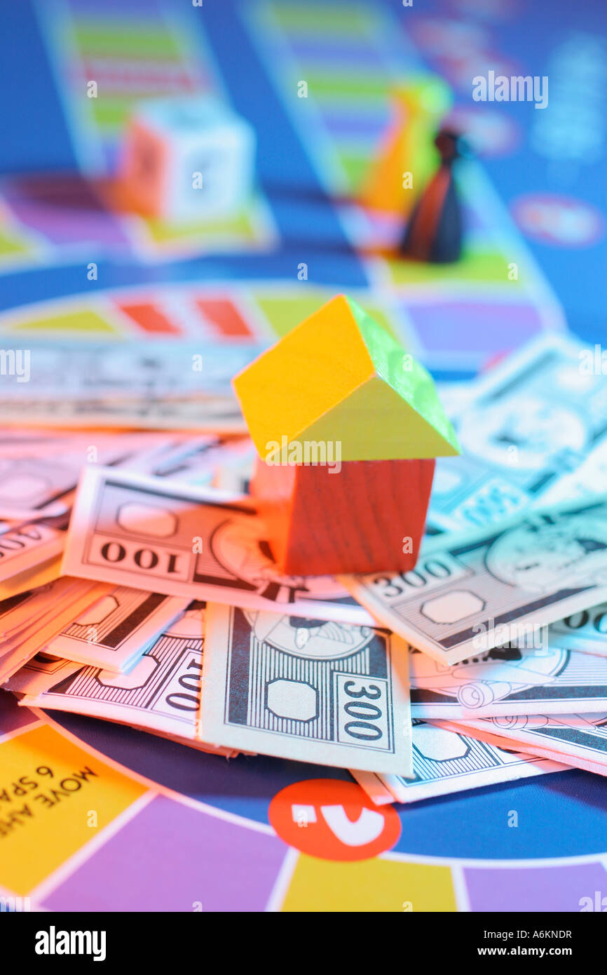 Miniature House on Board Game Stock Photo - Alamy