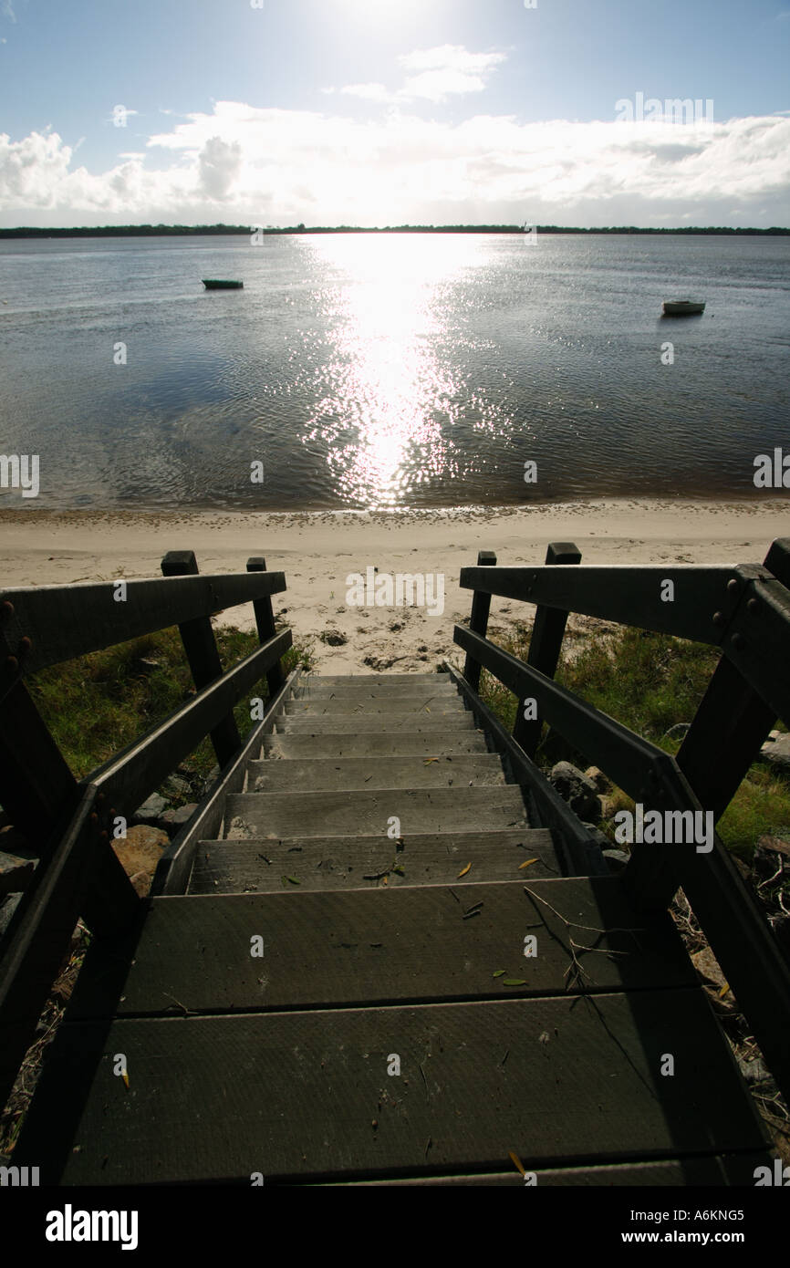 TIMBER STAIRS LEADING TO A BEACH VERTICAL BAPDB5464 Stock Photo - Alamy
