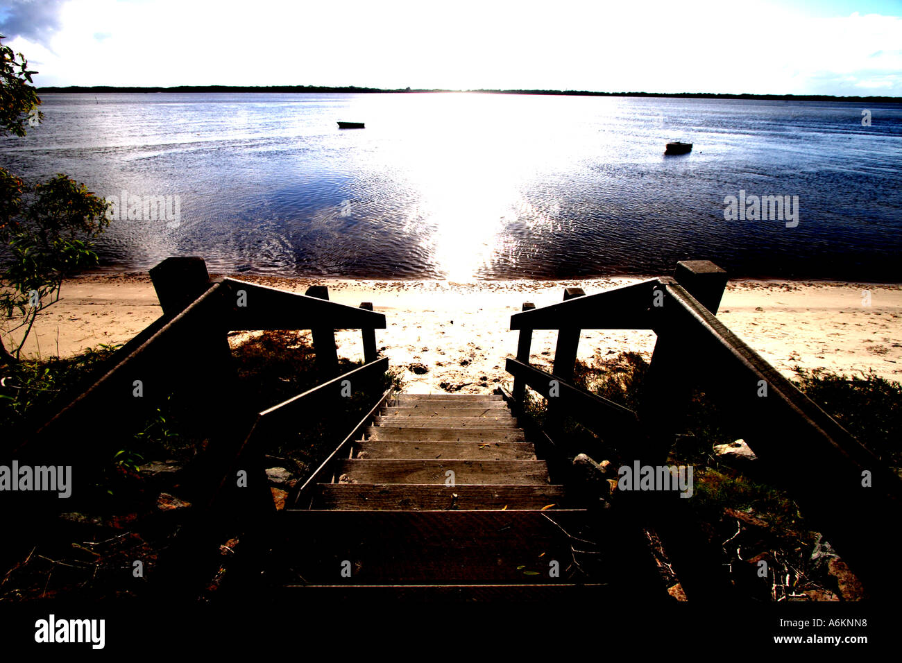 TIMBER STAIRS LEADING TO A BEACH HORIZONTAL BAPDB5467 Stock Photo - Alamy