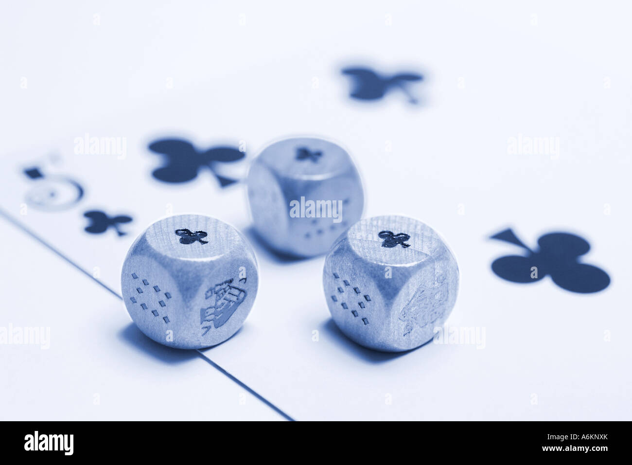 Dice on Playing Card Stock Photo - Alamy