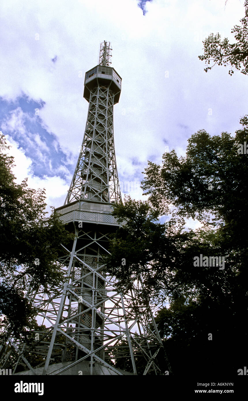 The Rozhledna a scaled down version of the Eiffel Tower on wooded hill ...