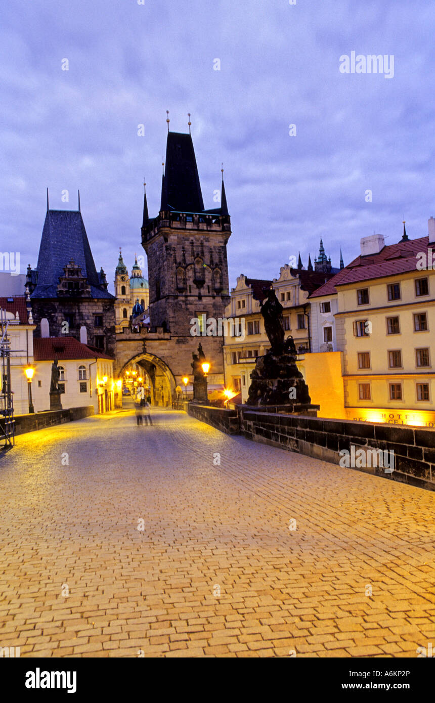 Baroque statues on the 14th century Karluv most Charles Bridge Prague ...