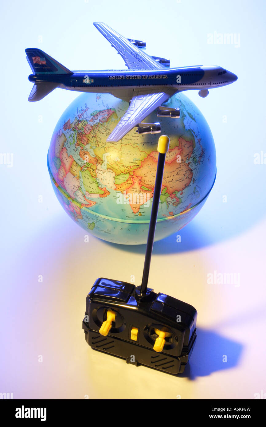 Globe with Remote-controlled Plane Stock Photo - Alamy