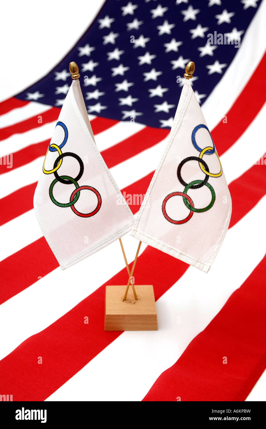 USA and Olympic flags Stock Photo - Alamy