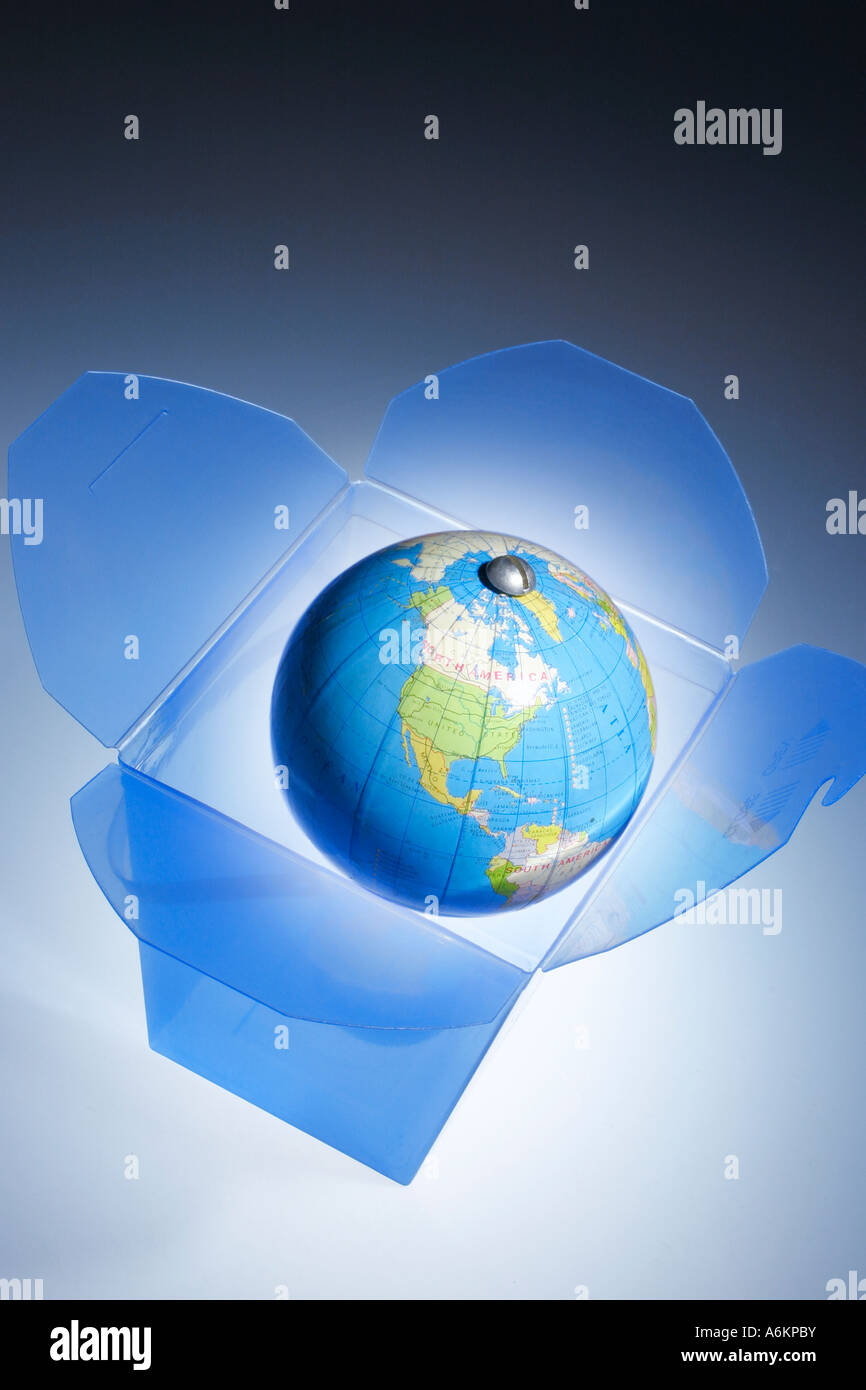 Globe in Gift Box Stock Photo - Alamy