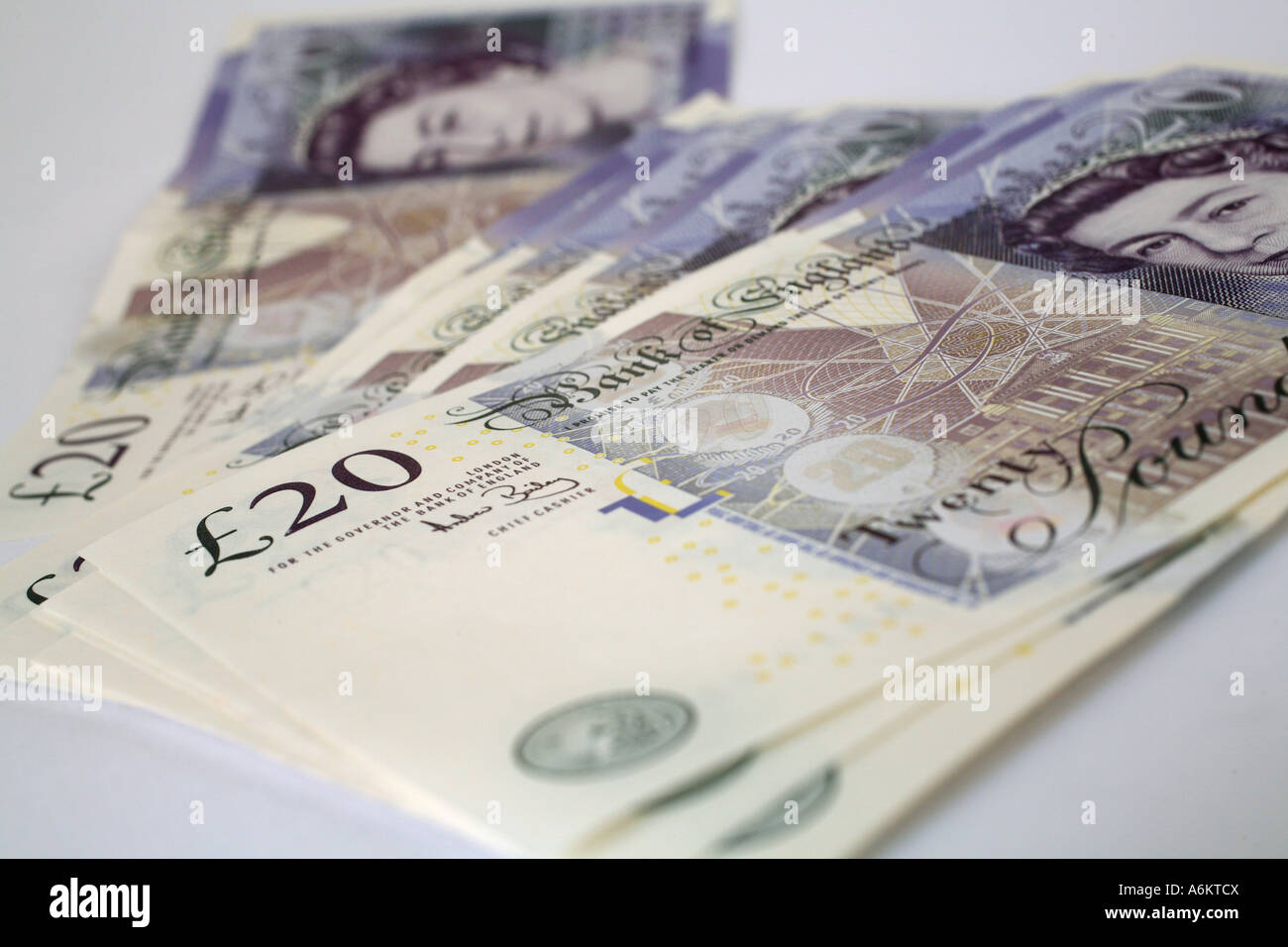 Bundles of the new Bank of England Twenty Pound note, 2007 Stock Photo ...