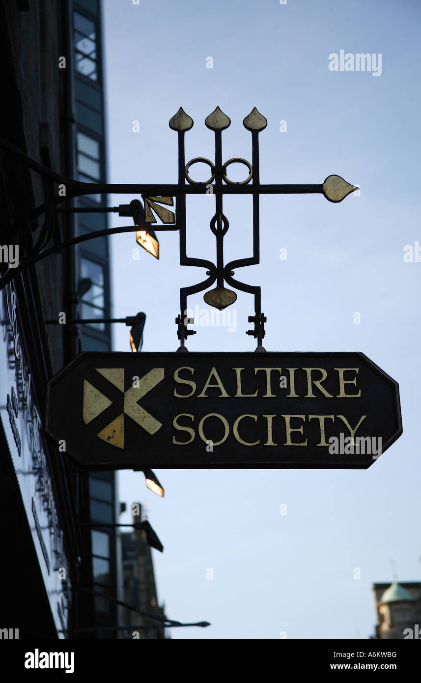 Saltire Society sign, High Street, Royal Mile, Edinburgh, Scotland ...