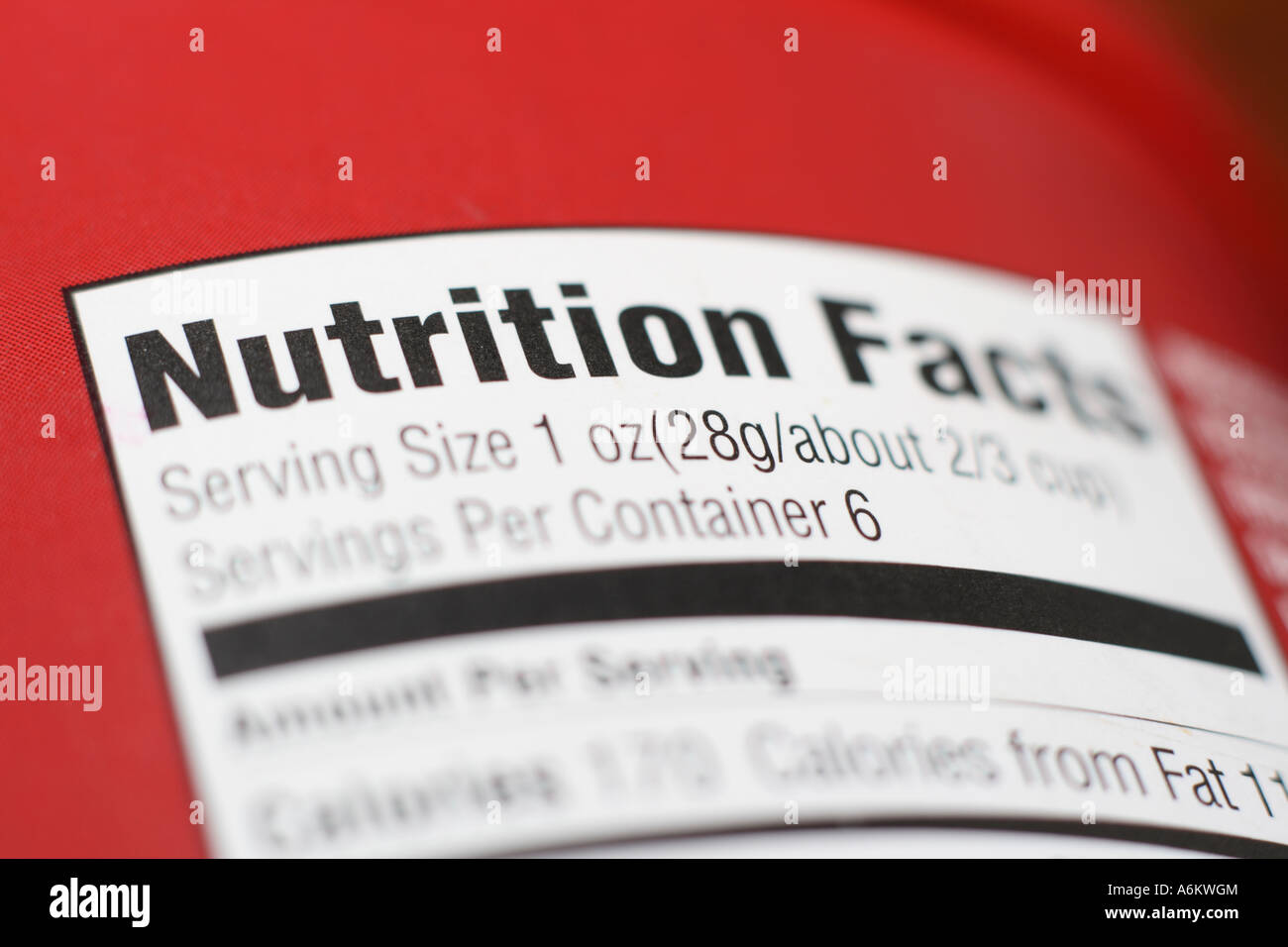 nutritional facts label Stock Photo - Alamy
