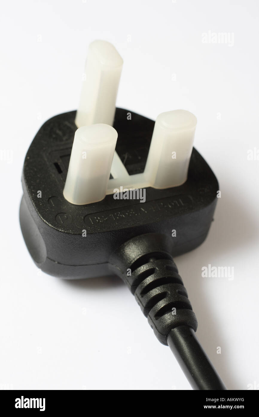 British type three pin electrical power plug with protective cover ...