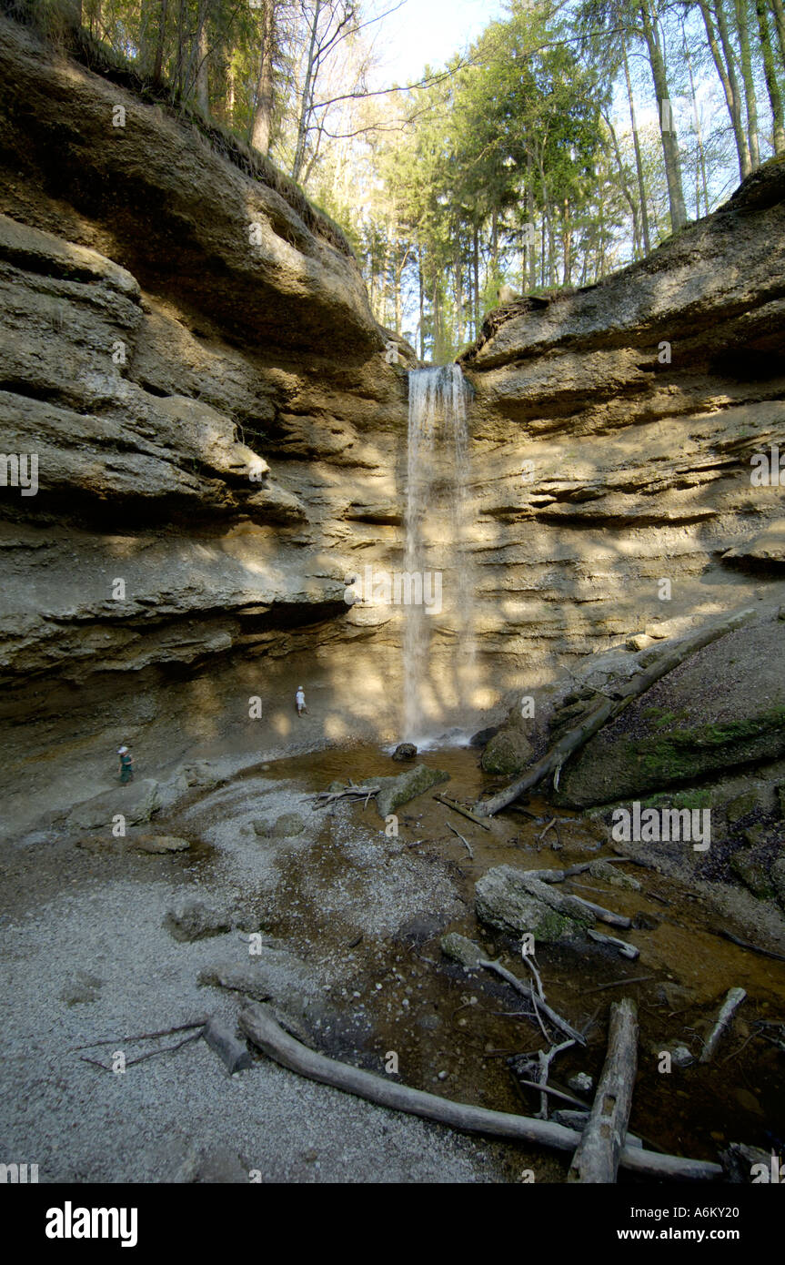 Paehler Schlucht gorge gully with waterfall of Burgleitenbach Pähl ...
