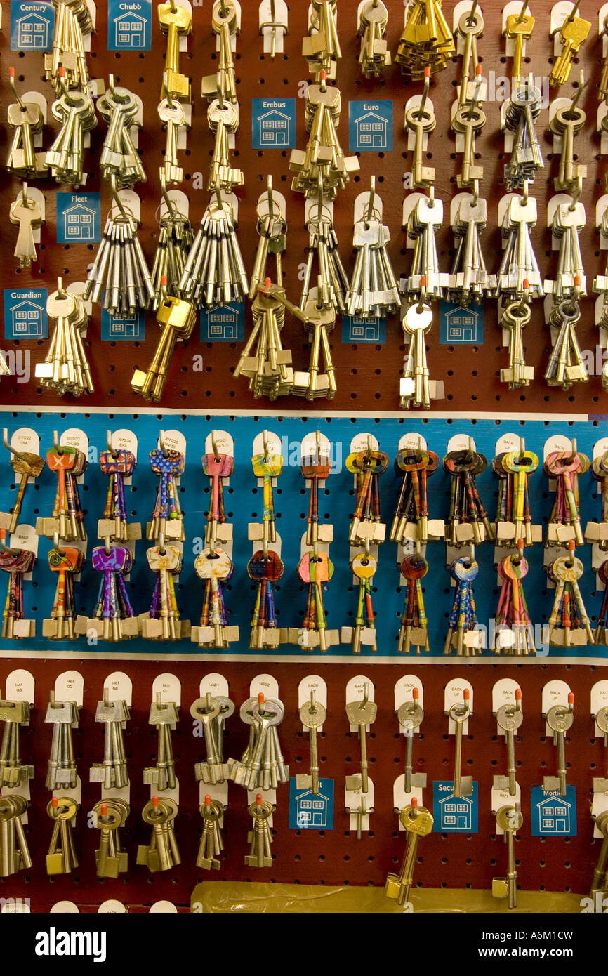 keys on display at a locksmiths shop Stock Photo - Alamy