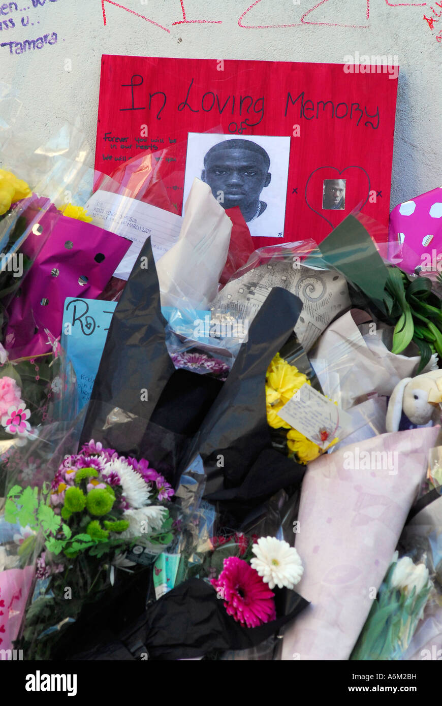Floral tributes near Hammersmith Grove where teenager Kodjo Yenga was ...