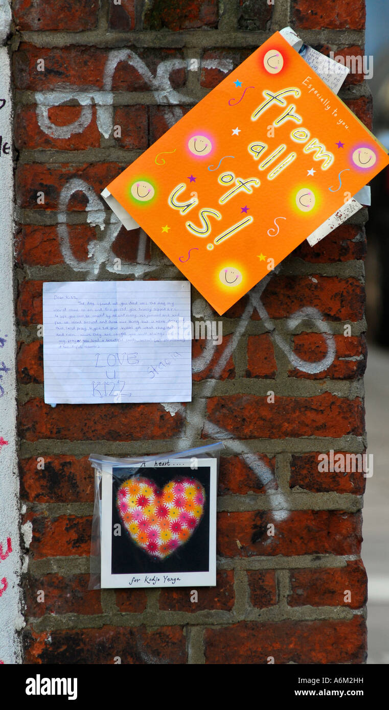 Written tributes near Hammersmith Grove west London where teenager ...