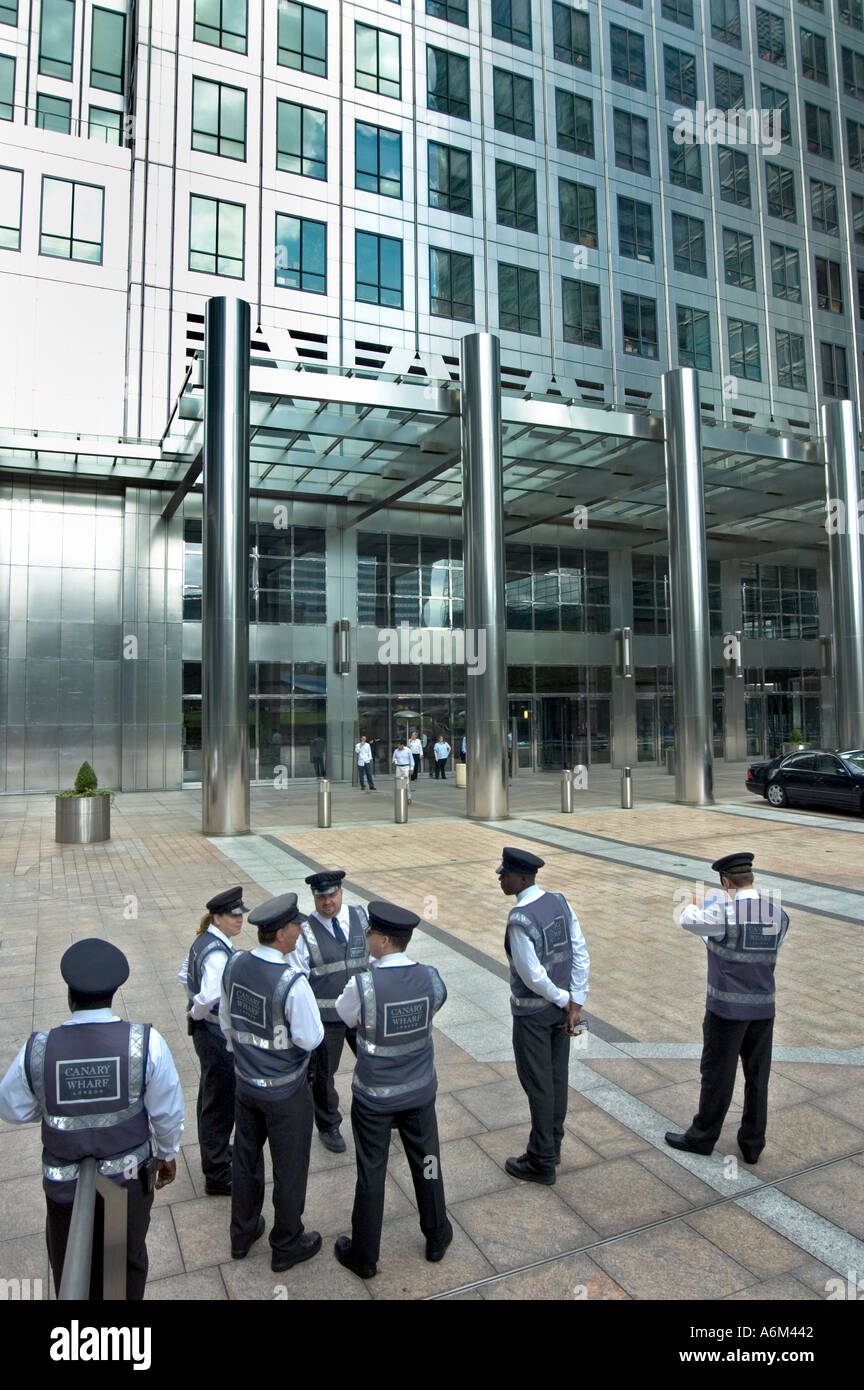Security guards in front of Canada House Canary Wharf London Stock ...