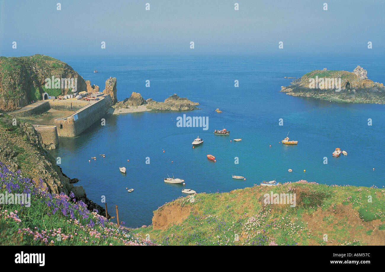 Creux Harbour Sark one of the smallest harbours in the world Stock ...