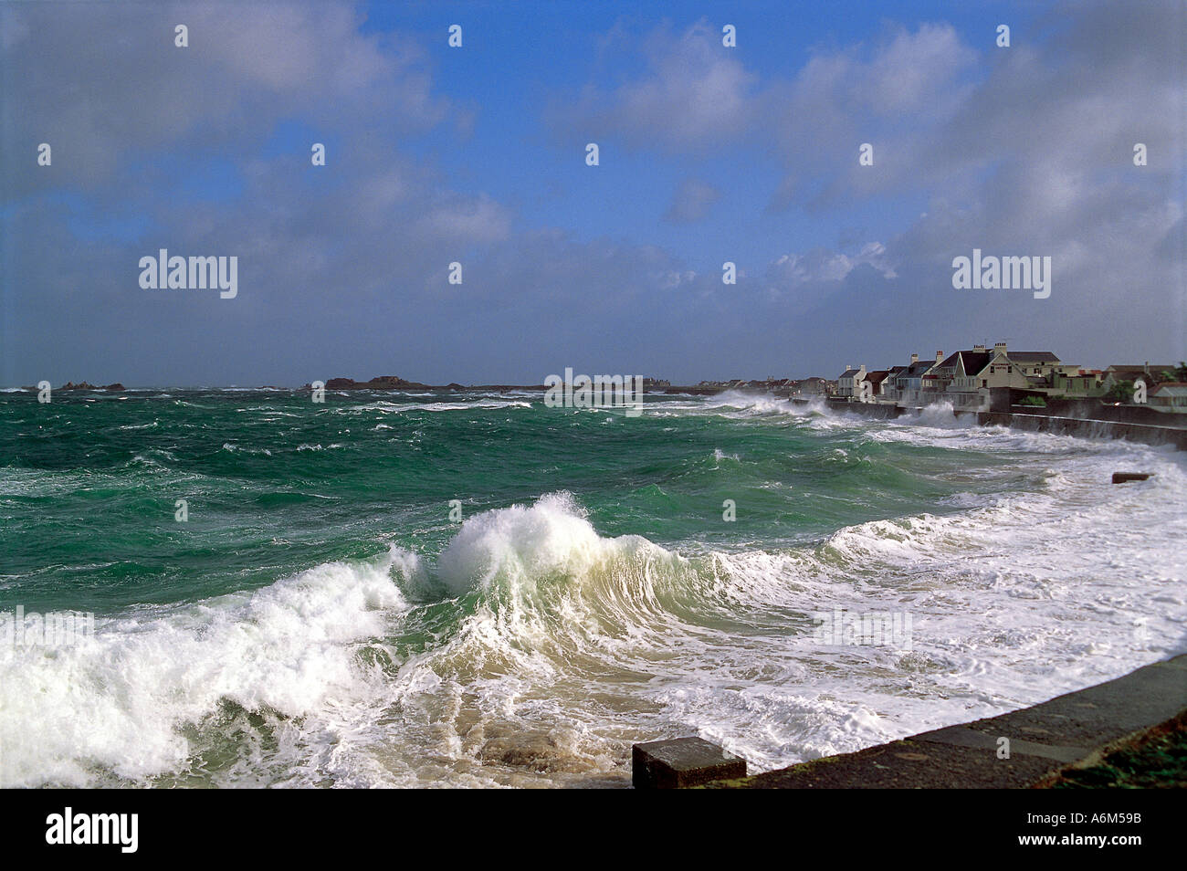Sea Wall at Vazon Stock Photo - Alamy